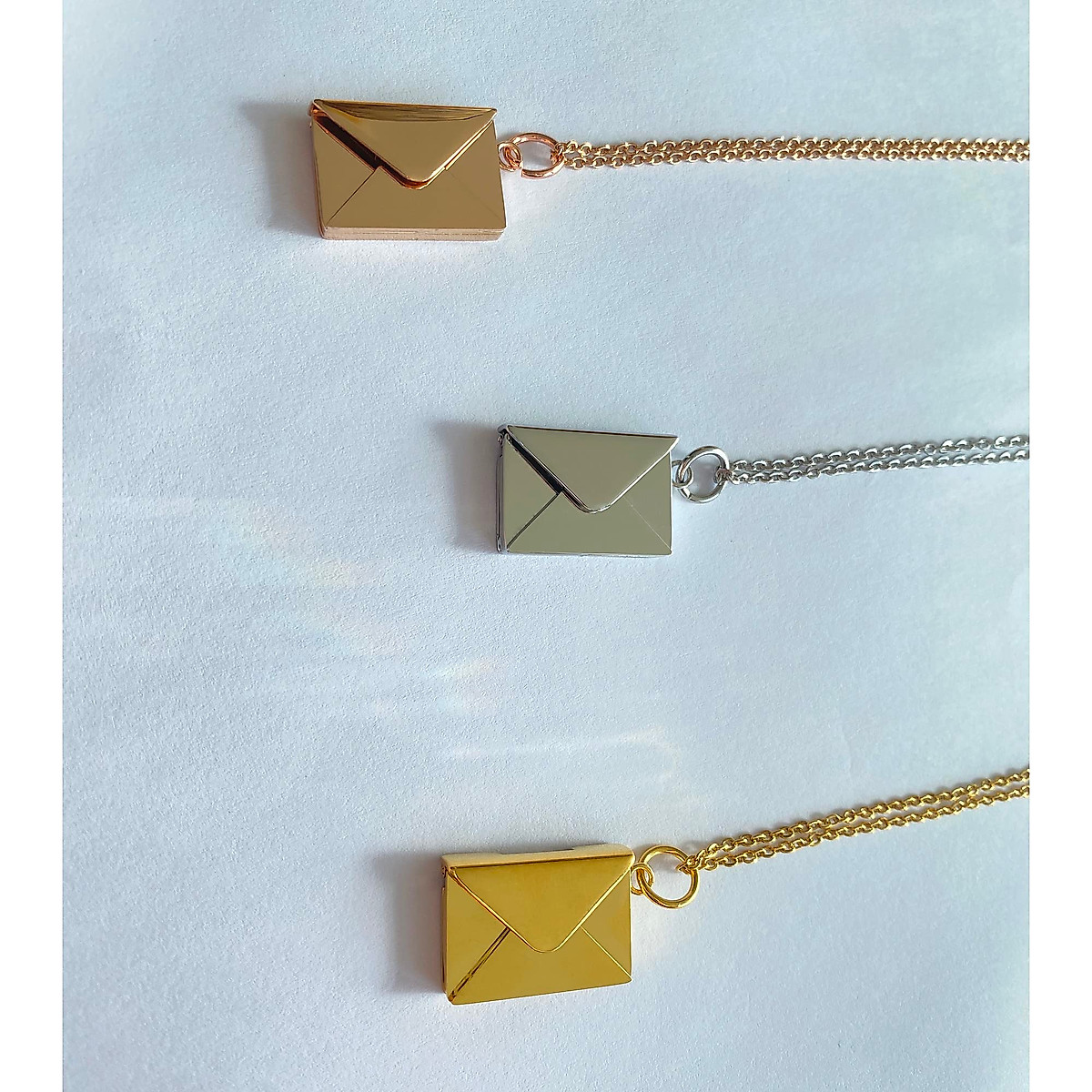 mintolex Envelope Necklace with Message Love You for Her Hidden Message Secret Locket Necklace Stainless Steel Love Letter Necklace Birthday Gifts for Mom/Wife/Girlfriend(Gold)
