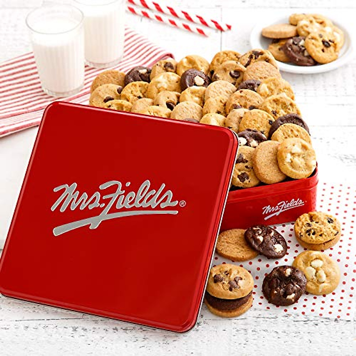 Mrs. Fields - 60 Nibblers Signature Tin, Assorted with 60 Nibblers Bite-Sized Cookies in our 5 Signature Flavors (60 count)