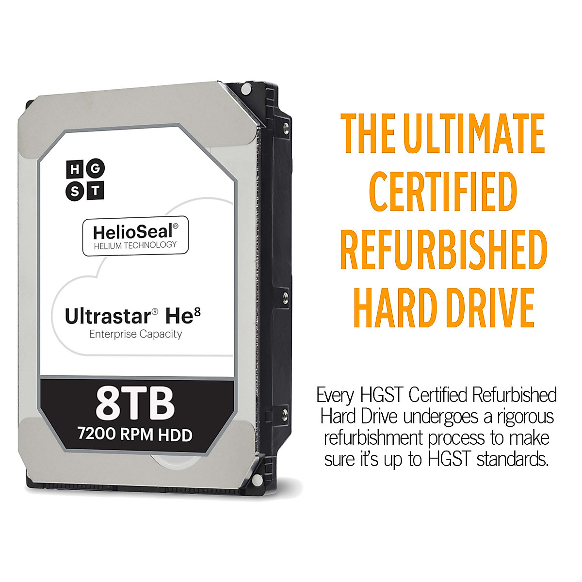 HGST Ultrastar He8 HUH728080ALE604 8TB 7200 RPM SATA 6Gb/s 3.5in 128MB 512e HDD (0F23668) (Renewed)