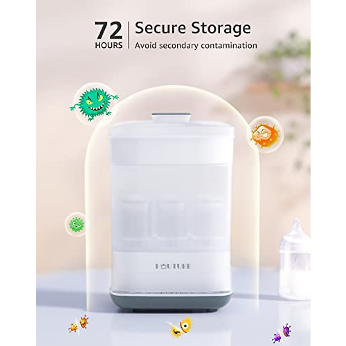 Baby Bottle Sterilizer, 6-in-1 HAUTURE Bottle Sterilizer and Dryer, Electric Steam Bottle Sanitizer for Baby stuffs, Baby Bottles & Breast Pump Accessories