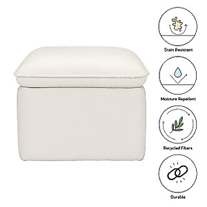 Babyletto Cali Storage Ottoman in Performance Cream Eco-Weave, Water Repellent & Stain Resistant, Greenguard Gold Certified and CertiPUR-US® Certified