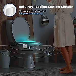 Aomofun Toilet Night Light[2 Pack] with Motion Sensor Activated LED, Rechargeable & 16 Color Changing Fun Inside Glow Bowl - Perfect Bathroom Gadget and Unique Stocking Stuffer for Dad, Men, Kids