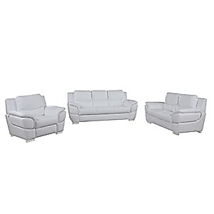Blackjack Furniture Binion Leather Match Upholstered Modern Living Room Sofa, White