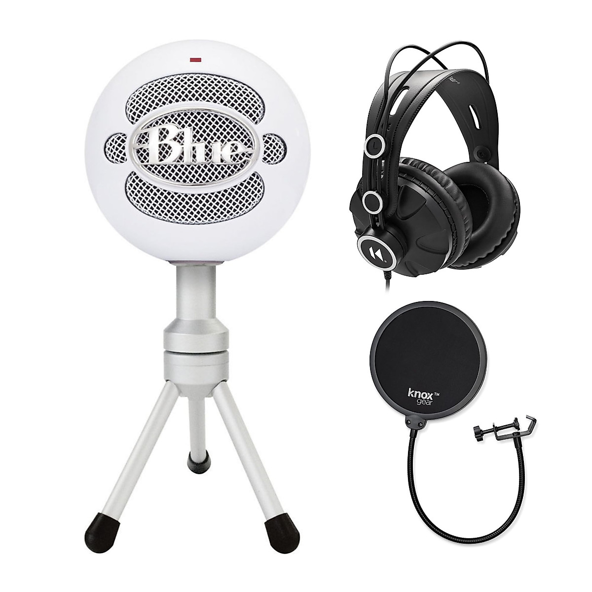 Blue Microphones Snowball Ice Microphone with Knox Pop Filter & Studio Headphones