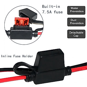 SAE to Battery Alligator Clip - KUNCAN 1.5FT 12V SAE 2Pin Quick Disconnect Cable SAE to Battery Clamp Cord 7.5A Fuse (1 Pack)