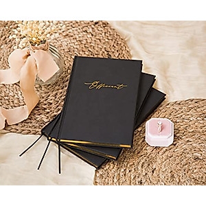 MUUJEE Wedding Officiant Book - Black Gold Embossed Hardcover Journal Notebook Pastor Sermon Notes Officiant Gift - Wedding Gift Ideas (Design 1)