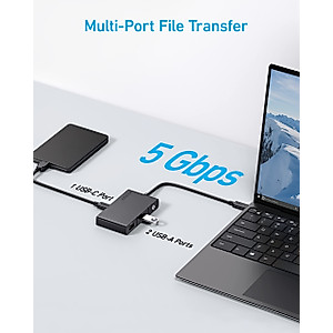 Anker USB C Hub, 332 USB-C Hub (5-in-1, 4K HDMI) with 100W Power Delivery, 4K@30Hz HDMI Display, 5Gbps USB-C and USB-A Data Ports & New Nylon USB C to USB C Cable 100W 10ft