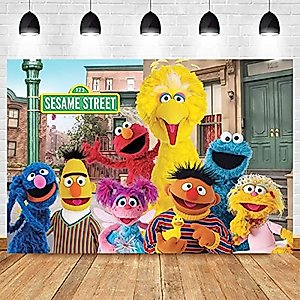7x5ft Cartoon Doll Animal Photo Background for Baby Children 1st 2nd Happy Birthday Party Banner Street Scene Photography Backdrop Baby Shower Cake Table Decor