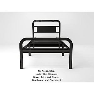 Emiosmt 14 Inch Twin Metal Platform Bed Frame with Headboard and Footboard,2500lbs Heavy Duty Steel Slat Support,No Box Spring Needed,Easy Assembly,Square Tube,Twin Bed Frame