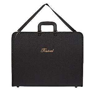 Sports Festival Art Portfolio Case Poster Board Storage Bag with Shoulder Strap 28 x 20.5 Inches Large Print Case for Sketch Drawing, Black