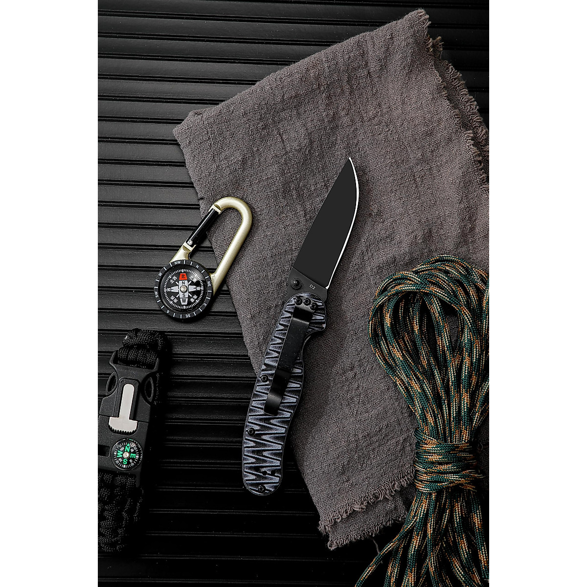 CNYJ Folding Knife Everyday Carrying Pocket Folding Knife D2 Steel Blade G10 Tactical Handle EDC Knife Water Ripple Style Handle