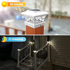 VOLISUN Solar Post Cap Lights Outdoor, Solar Powered Fence Post Cap Lights for 4x4 Vinyl/Wood Post, White Waterproof Solar Deck Post Lights 8Pack Cool/Warm for Garden Patio Porch...