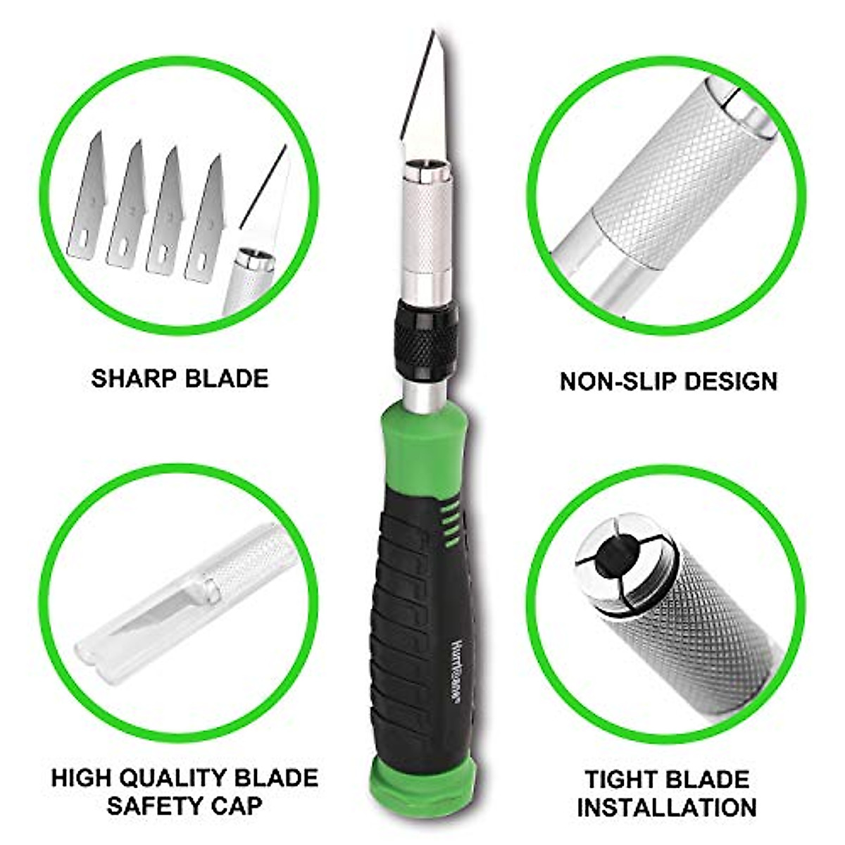 HURRICANE 36 Piece Exacto Knife set Craft Knife Set Precision Cut Knife Blades Deluxe Craft Set with flexible Anti Slip Ergonomic Handle with Extra Hex Bits for Precision Cutting Craft and Repair Work