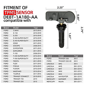 NEWHOW 9L3Z-1A189-A Replacement Tire Pressure Monitoring System (TPMS) Sensors 315MHz Compatible with Ford F150, F250, F350 (2009-2014) Replaces: DE8T-1A180-AA, TPMS12 Set of 4