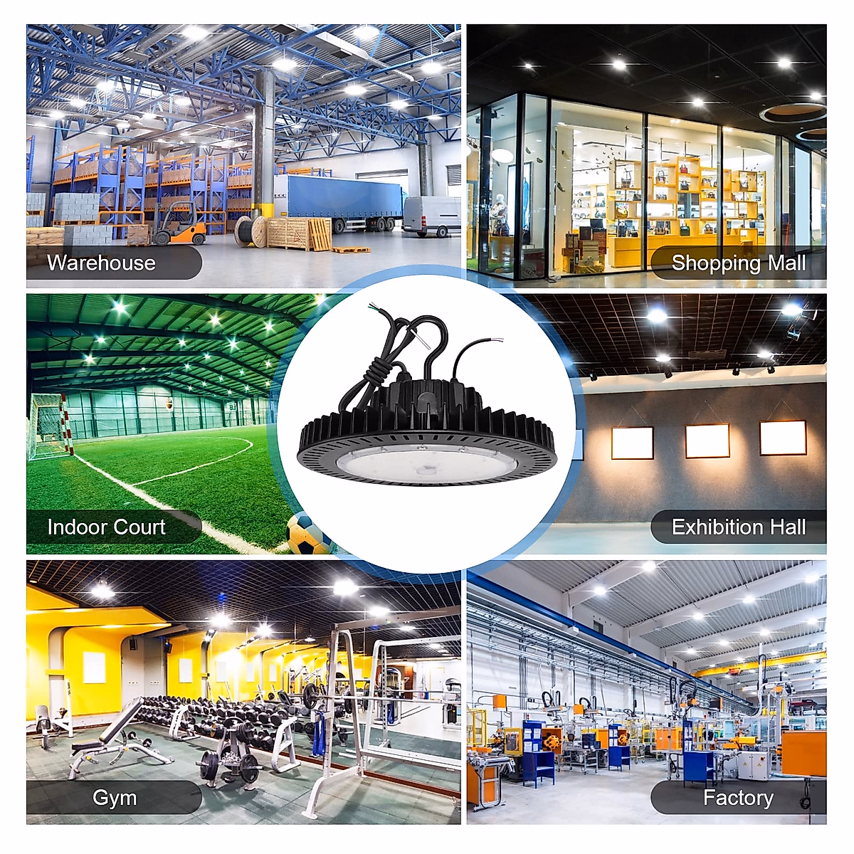 OPENLUX 240W UFO LED High Bay Lights, 34800LM High Bay LED Shop Lights 5000k IP65 0-10V Dimmable Warehouse Lights UL Listed