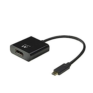 Ewent EW9825 USB-C to Displayport Cable, USB-C Displayport Cable Length 0,15m, 4K @ 60Hz USB-C Converter, Connect Additional Monitor to Laptop