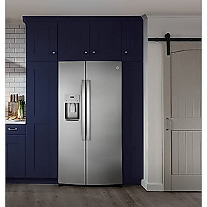 GE GSS25IYNFS 36" Side by Side Refrigerator with 25.14 cu. ft. Total Capacity Showcase LED Lighting and Hidden Hinge in Stainless Steel