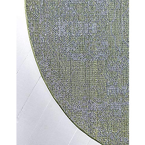 Unique Loom Bromley Collection Area Rug - Wells (3' Round, Green/ Ivory)
