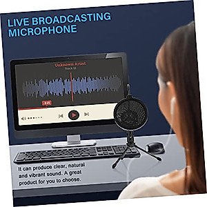 Vaguelly 2 Sets Computer Microphone Podcast Studio Microphone Laptop Stand for Desk Live Broadcast Mic Usb Recording Mic Condenser Microphone Recording Microphone Trumpet Capacitance Metal