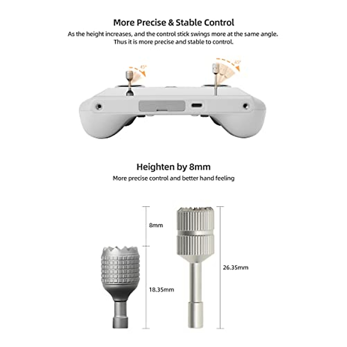 Joystick Rocker for DJI Mini 3 Pro Remote Control, Aluminum Alloy Extended Thumb Rocker, Ergonomic Design Controller Stick Replacement, Drone Rocker Replacement Accessories (Gold)