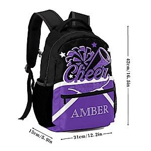 SunFancyCustom Star Cheerleaders Cheer Purple Backpack Personalized Daypack Laptop Travel Hiking Bag with Name