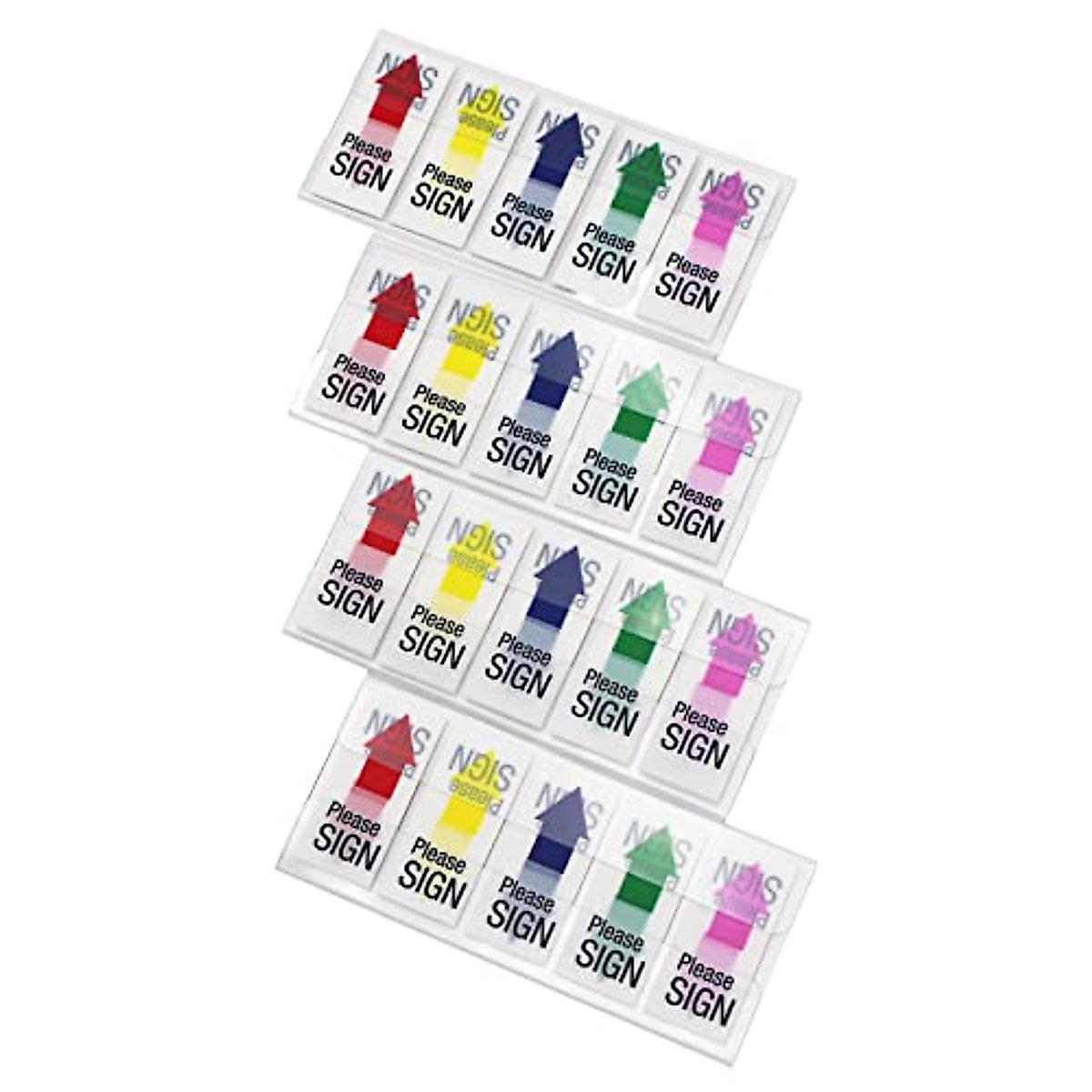 Please Sign Message Flags Assorted Color, 400 Pages Total, 0.79x1.77 Inch Wide Flags, Easy to Post, 4 On-The-Go Dispensers/Pack