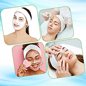 Juinte 300 Pcs Disposable Spa Facial Headbands Stretch Non Woven Spa Headbands Elastic Skincare Head Wraps Soft Skin Care Hair Band with Convenient Closure for Women Girl Makeup Salon Supplies (White)