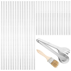 YARNOW 2 Sets Barbecue Tool Set Grill Brush Grilling Tools Grill Cooking Kit Grill Spatula for Outdoor Grill Basting Brush Food Tongs Stainless Steel Cooking Utensils Multifunction