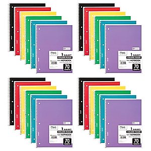 Mead Spiral Notebooks, 1 Subject, College Ruled, 70 Sheets, 24 Pack (73705)