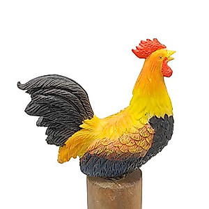 Rooster Design Rustic Brown Wood Paper Towel Holder Stand Up Paper Towel Holder, Easy One-Handed Tear Kitchen Paper Towel Dispenser with Weighted Base for Standard Paper Towel Rolls