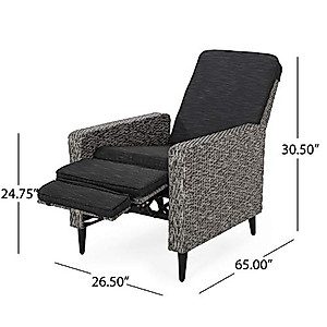 Christopher Knight Home Outdoor Recliner, Black + Multi Gray + Gun Gray