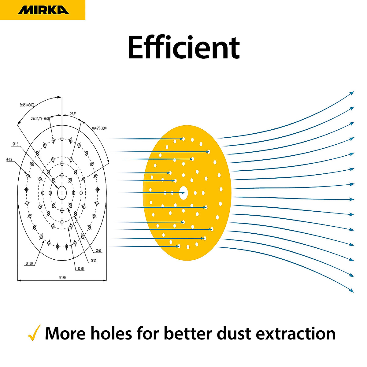 Mirka Gold Multifit 5'' Sandpaper Grit 80 Hook and Loop, 50 Pack 5 inch Sanding Discs for Orbital Sander, Sand Paper Pads for Wood, Drywall, Metal