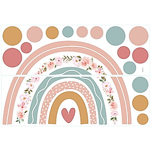 Boho Rainbow Graffiti Wall Decals, Peel and Stick PVC Wall Stickers, Vinyl Art Removable Mural Home Decor for Baby Kids Teen Girls Bedroom Playroom Living Room Nursery Classroom (Rainbow-06)