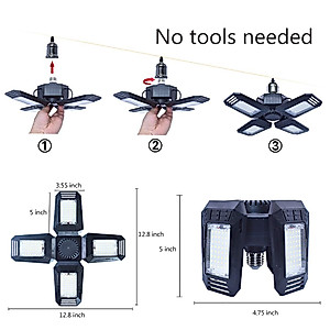 Deformable LED Garage Lights - 12000 Lumen 6500K Daylight 120W, Four Leaf Garage Organization Ceiling Lighting