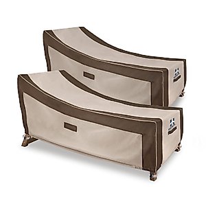 HAMLER Lounge Chair Cover, Heavy Duty Chaise Lounge Covers Outdoor Waterproof 2 Pack, Outdoor Furniture Covers for Patio Furniture Fits up to 70L x 32W x 30H Inch, Brown & Beige