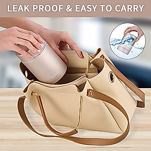 FEWOO Soup Thermos,Food Container for Hot Cold Food, Vacuum Insulated Stainless Steel Lunch Box for Kids Adult,Leak Proof Food Jar for School Office Picnic Travel Outdoors (Champaign Golden 13.5 oz)