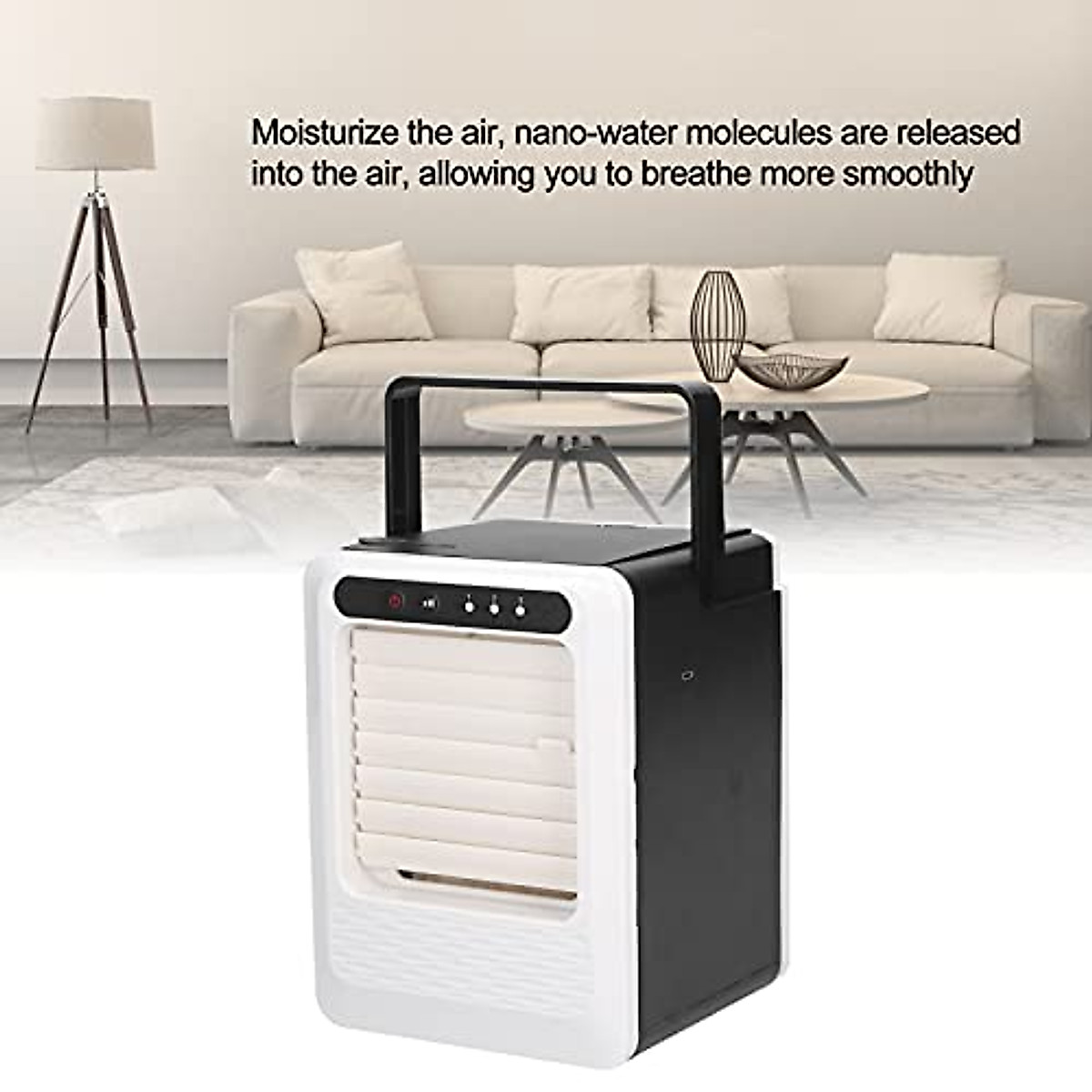 Portable Air Conditioners, Personal Space Mini Cooler Evaporative Desktop Spray Fan with 3 Wind Speeds Small AC Cooling Cool Mist Humidify Handle for Bedroom Room Home Camping Car Tent RV