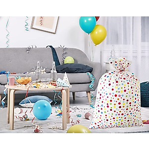 2 Pieces Large Plastic Gift Bags(36x56inch), Jumbo Present Bags with Dot Pattern and Pull Flowers for Huge Gifts , Reusable Giant Wrap Bags with Rope for Baby Shower, Birthday, Party, Wedding, Engagement Party, Christmas