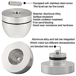 Tertullus 4 Pcs Ball Beads Speaker Isolation Feet Turntable Platform Pads Audio Shock Absorber Subwoofer Isolation Feet 33×30 Pad Speaker Stand(Silver)
