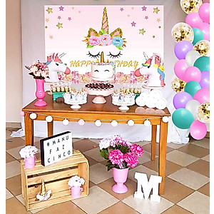 Unicorn Birthday Party Supplies Decorations For Girls, Rainbow Unicorn Party Backdrop And Balloons Kit For Photo Background, Photo Backdrop Gift