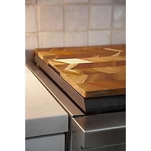 Noodle Board Acacia Stove Top Cover Stove Burner Cover RV Sink Cover Extra Work Surface 4 Burner, Dark Brown