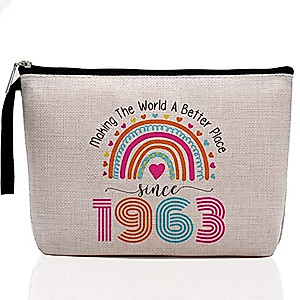 Hanamiya Na 60th Birthday Gifts for Women-Making The World A Better Place Since 1963, 60 Years Old Makeup Bag for Her, Friend, Mom, Sister, Wife, Aunt, Coworker Boss