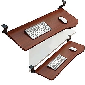 V3VOGUE Keyboard Platforms Under Desk Sliding Keyboard Tray - Office Workstation Organizers, 4 Colors Wooden Desk Extender Tray 520/650/750mm, Clamp-On, Easy Push-Pull Keyboard Drawer