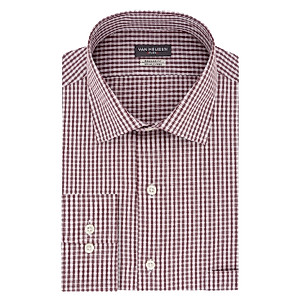 Van Heusen mens Regular Fit Flex Collar Check Dress Shirt, Port, 17.5 Neck 36 -37 Sleeve X-Large US