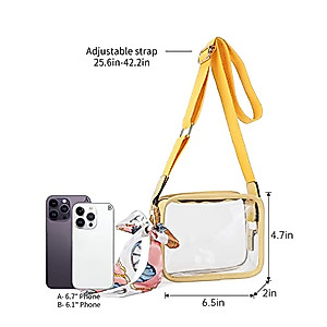 MAXWISE Clear Crossbody Bag, Stadium Approved Clear Purse Bag for Concerts Sports Event(Light Yellow)