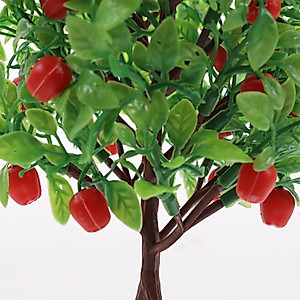 Beavorty 2pcs Model Trees with Bases Miniature Trees Model Garden Train Scenery Flower Trees Fake Architecture Trees Artificial Apple Trees for DIY Crafts Building Model Small Trees Model