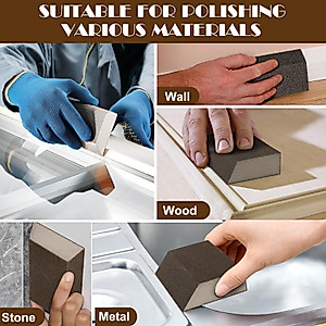 180 Grit Angled Sanding Blocks, Jamiikury Fine Sponge Sand Block Washable and Reusable, Wet & Dry Sandpaper Block for Wood Metal Drywall and Furniture Paint - Pack of 8