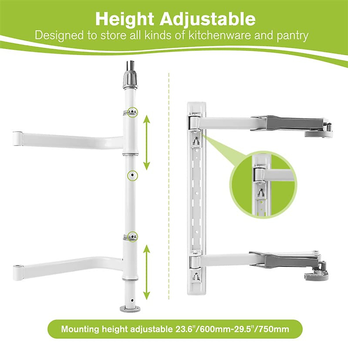 Kinchoix Blind Corner Cabinet Pull Out Organizer, Soft Close Swing Left Pull Out Cabinet Organizer 36inch, Corner Cabinet Lazy Susan for Corner Cabinet Blind Shelf, 2 Tiers Tray, Adjustable Height