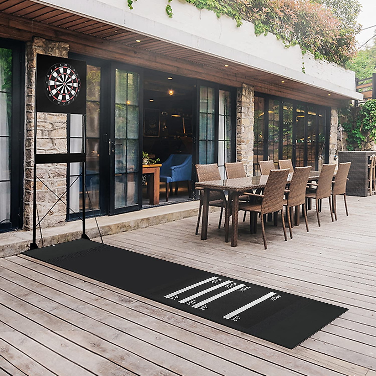 MYOYAY Rubber Dart Mat, 9.8 x 2ft Heavy Duty Dart Carpet with Throw Lines Professional Non-Slip Dart Floor Mat Soundproof Flooring Protector for Dart Game (118 x 24 x 1/5inch)