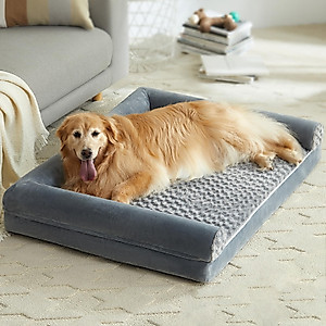 Orthopedic Dog Beds for Medium/Large/ExtraLarge Dogs with Waterproof Lining,Removable Washable Cover and Nonskid Bottom, Comfortable Couch Egg Foam Sofa Dog Beds Grey